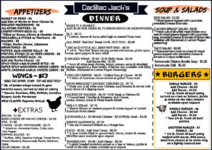 Food Menu & Specials – Cadillac Jack's Bar & Grill